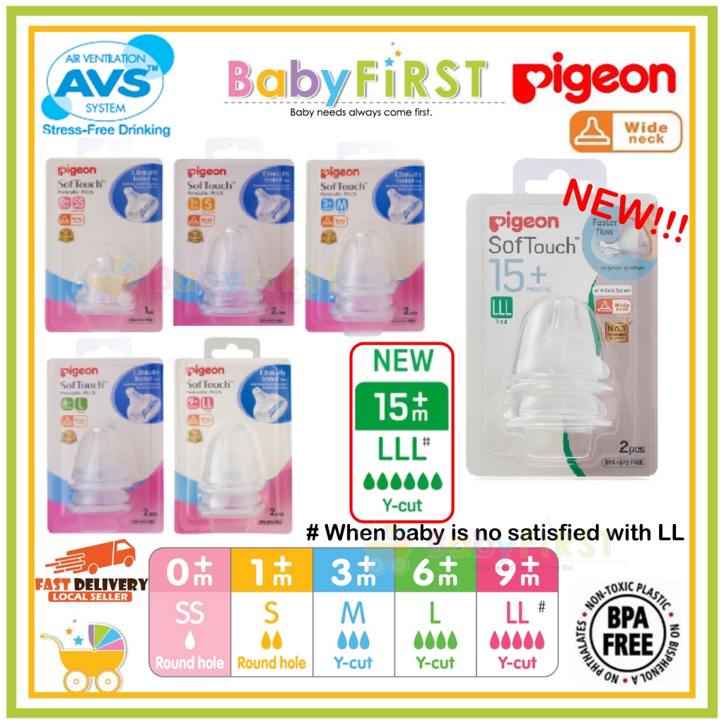 [Local Rdy Stk]Original Pigeon Peristaltic Plus Wide Neck Silicone Soft Nipple / Teat /Puting ...