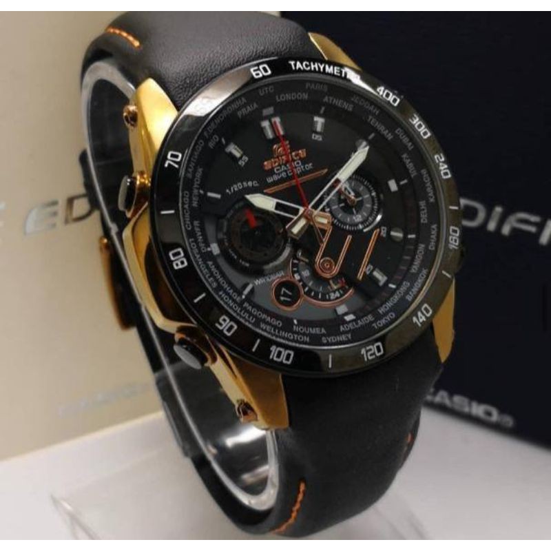 Men's Analog Casio Edifice Leather Watch | Shopee Malaysia