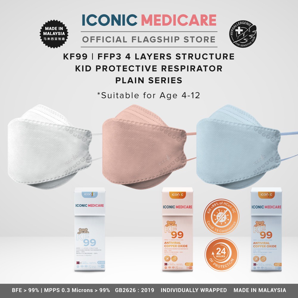 Iconic 4 Ply Kid KF99/KF94 Protective Respirator Kid Korean Medical ...
