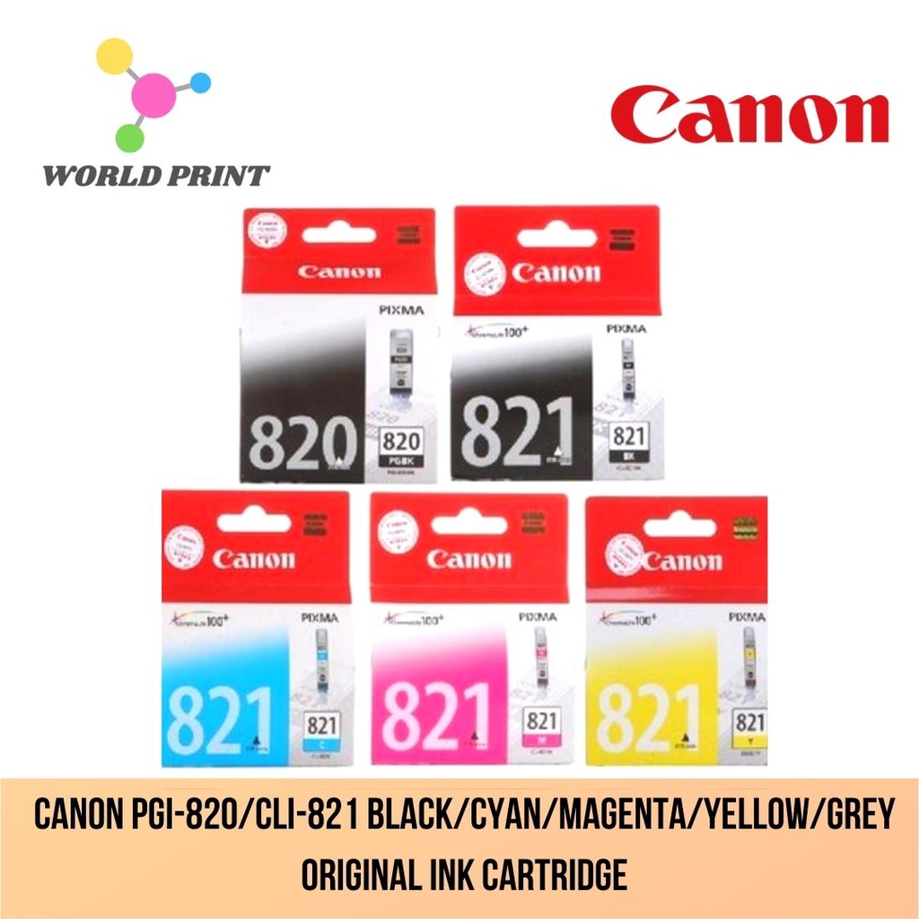 Canon PGI-820/CLI-821 Black/Cyan/magenta/Yellow/Grey Original Ink Cartridge | Shopee Malaysia