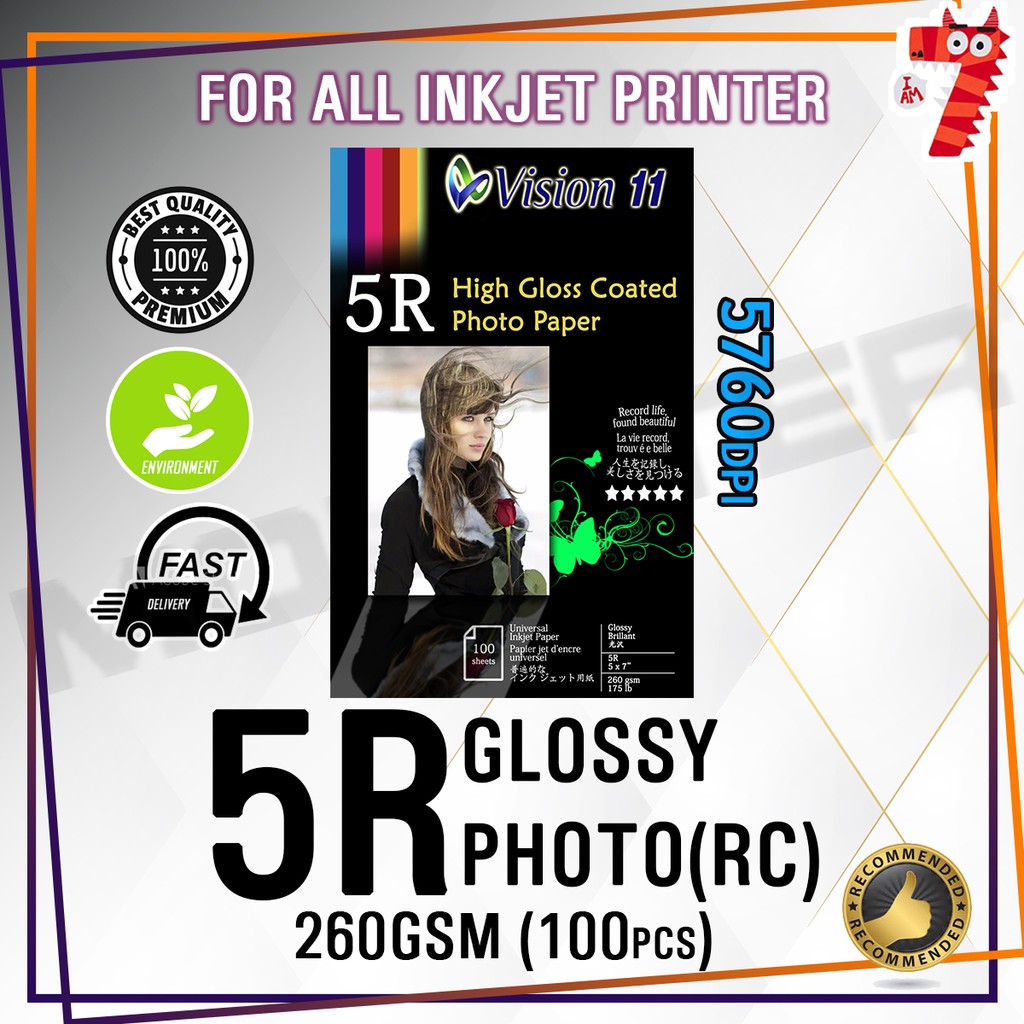 Vision 5R Glossy Photo Paper 260gsm (CC) | Shopee Malaysia