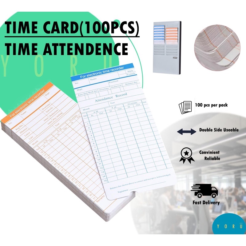 Punch Card 100 pcs/pack | Time Recorder Punch Card | Kad Perakam Waktu ...