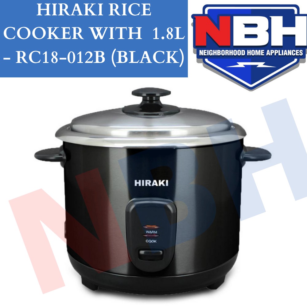 (RC18-012B) HIRAKI RICE COOKER WITH NON STICK POT 1.8L (BLACK) | Shopee ...