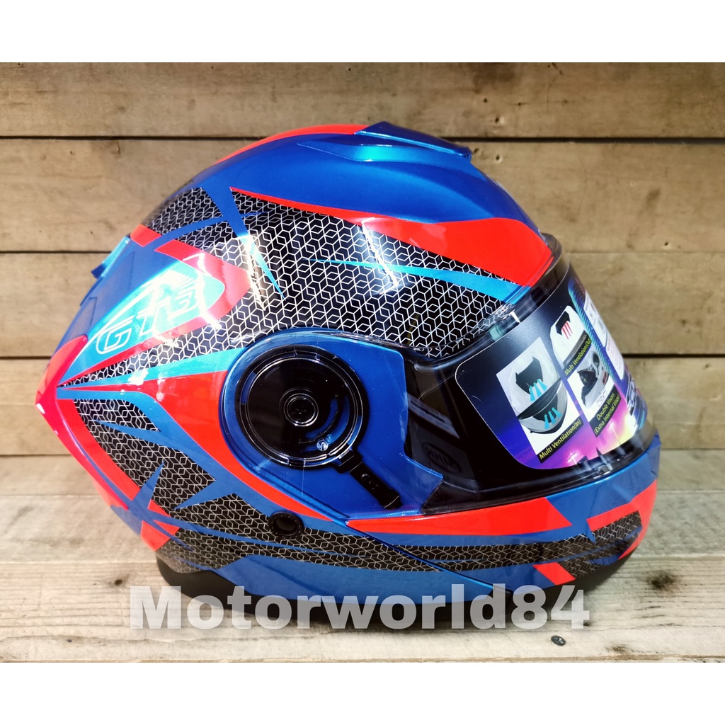 MHR HELMET FULL FACE FLIP UP DOUBLE VISOR FU926 RED Y15ZR BLUE Y15 E ...