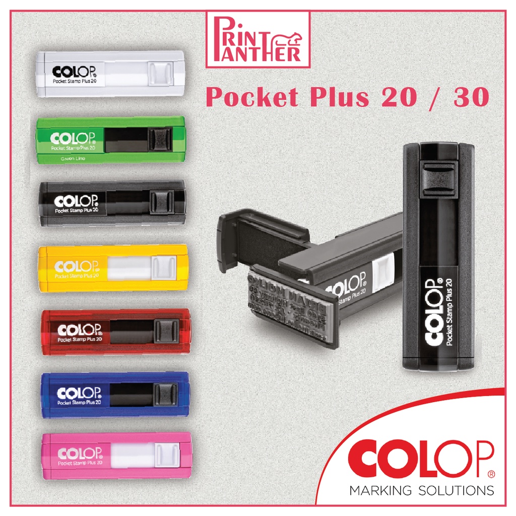 Print Panther | Customized COLOP Self Inking Rubber Stamp Pocket Plus 20 | Pocket Plus 30 [Ink ...