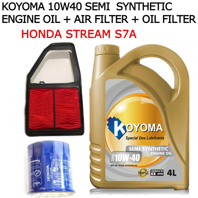 HONDA STREAM S7A AIR FILTER + OIL FILTER + KOYOMA 10W40 SEMI SYNTHETIC ...