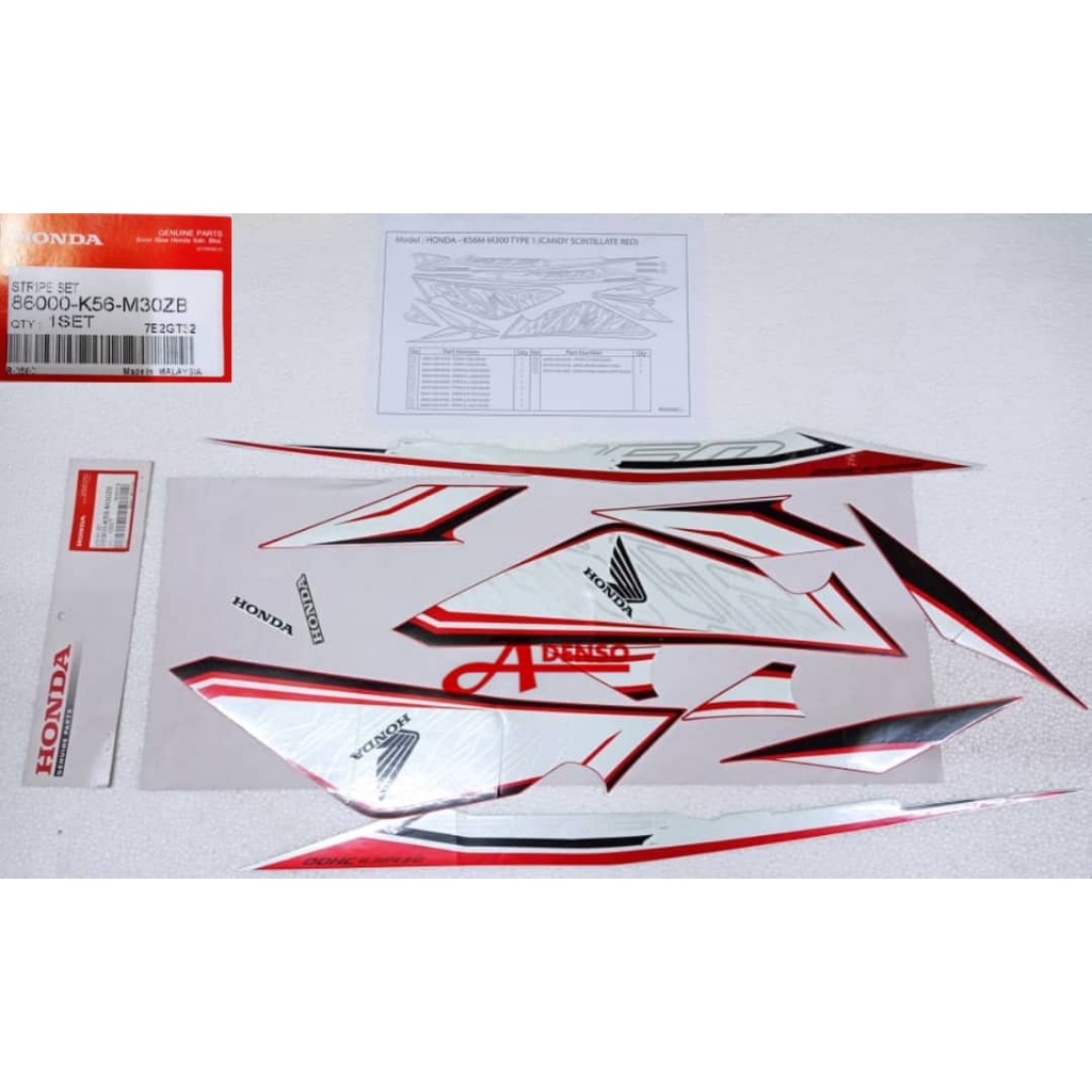 RS150 STICKER RS150 STICKER RED 356C RED SILVER MERAH ORIGINAL100%HONDA ...
