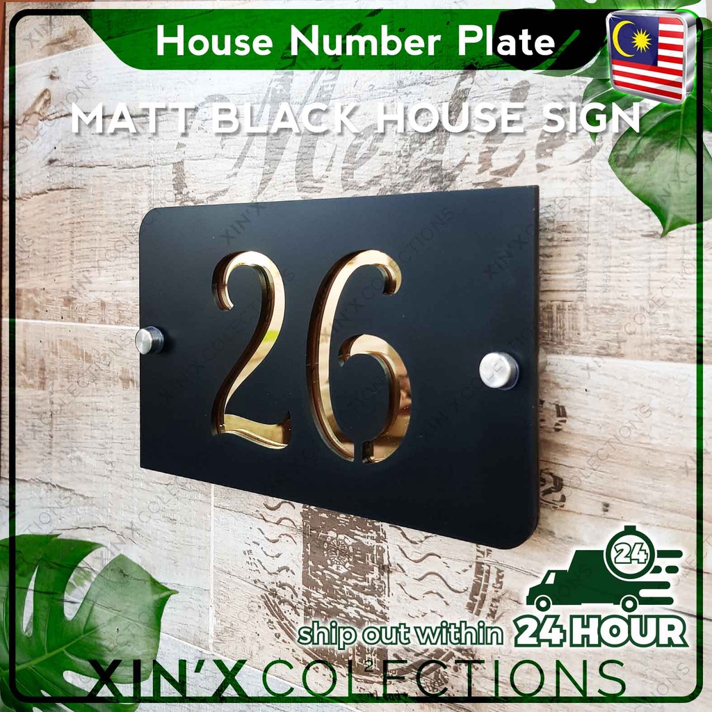 High Quality Matt Black House Number Plate Nombor Rumah Papan Tanda ...