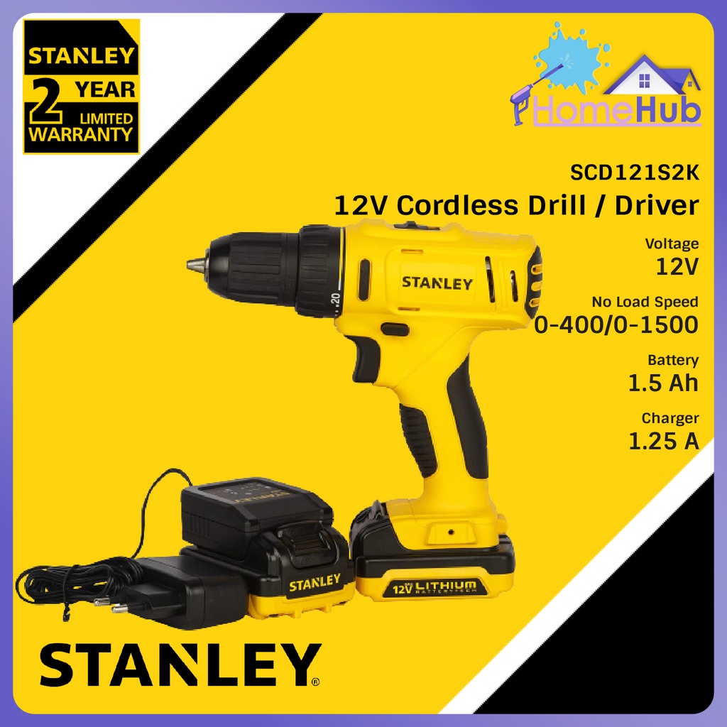 Stanley 12V Cordless Drill Driver SCD121S2K-B1 Cordless Driver Stanley ...