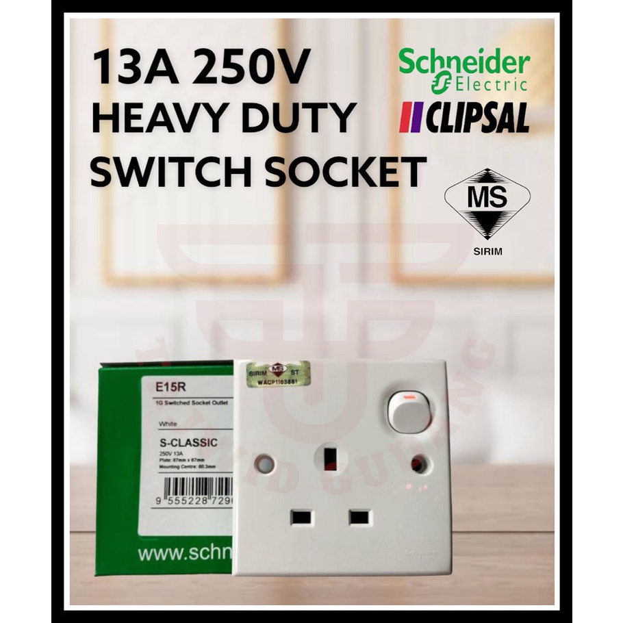 Clipsal S-Classic Schneider 13A 250V Switch Socket/ SBE 13A 250V Switch ...