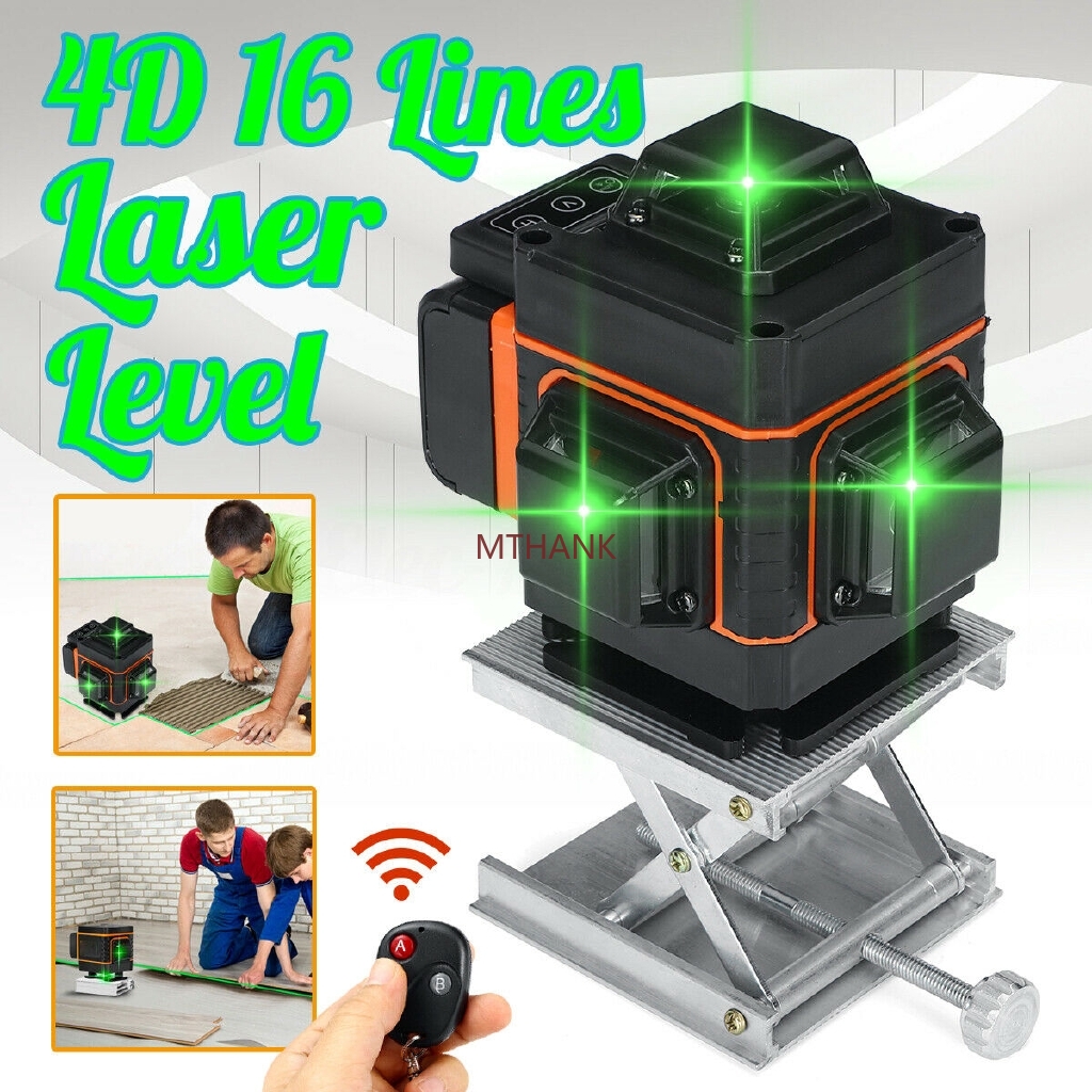 4D 16 Lines Laser Level Line Self-Leveling 360 Degree Rotary Horizontal Vertical Cross Green ...