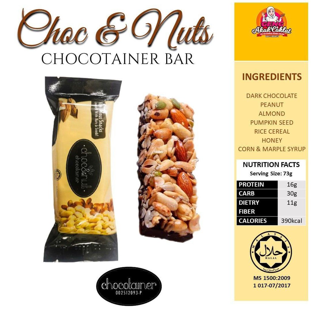 🔥🔥HOT SELLING!!🔥🔥 Dark Chocolate Choc & Nut Chocoate Bar by Chocotainer ...