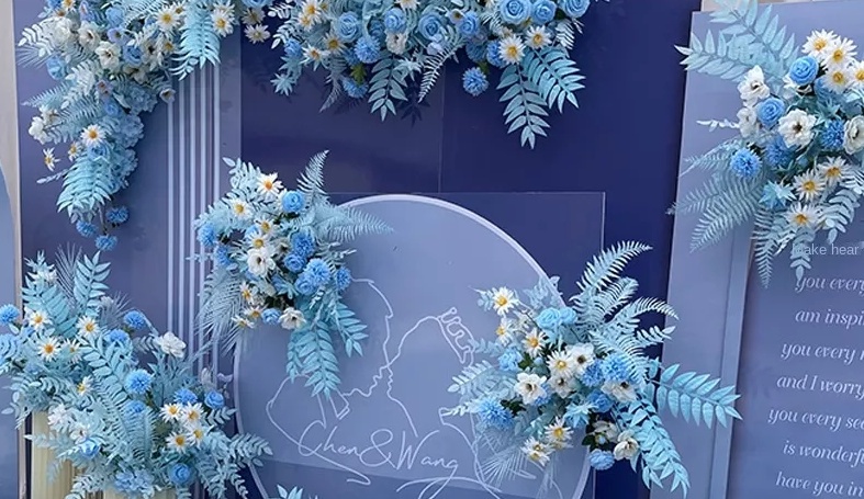 Blue series artificial flower blue simulation green blue wedding theme ...