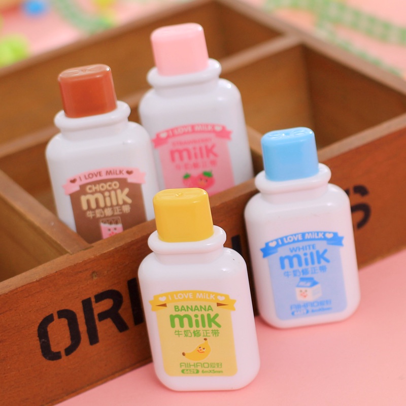 Cute Cartoon Milk Bottle Correction Tape Milk Creative Tape Pemadam Pen ...