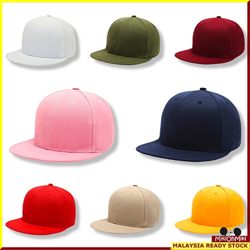 Snapback Cap Unisex Plain Basic Fashion Hip-Hop Strap Hat Baseball Cap ...