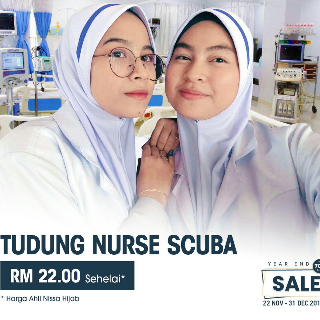 Dontmiss ! TUDUNG NURSE Premium Awning Scuba Line Biru | Shopee Malaysia