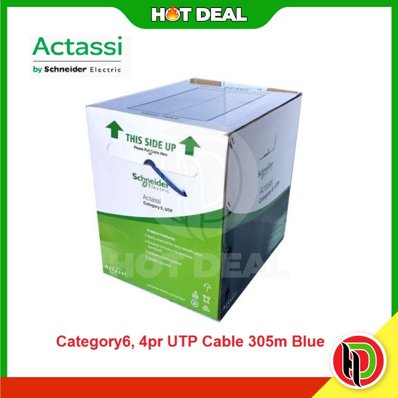 Hotdeal Schneider Actassi Solid Bare Copper Cat6 23awg UTP PVC cable (Blue) - 305M LAN Cable ...