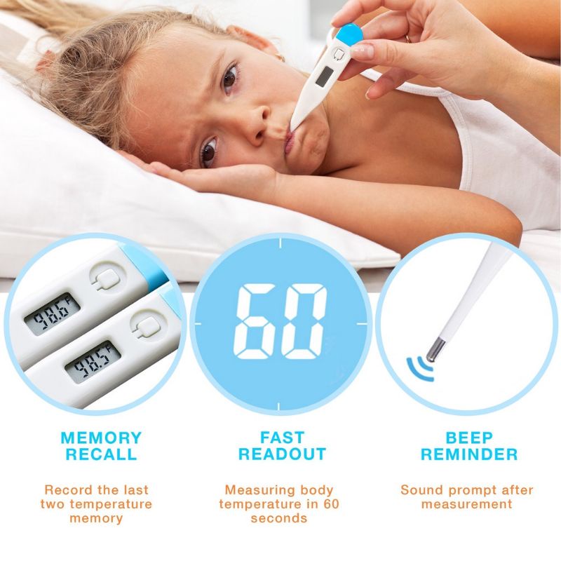 Digital Electronic Body Thermometer With Beep Oral Baby Adult Armpit ...