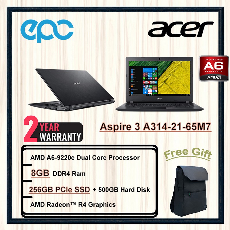 Acer Aspire 3 A314-21-65M7 / AMD A6-9220e / 4GB DDR4 Ram / 500GB HDD ...