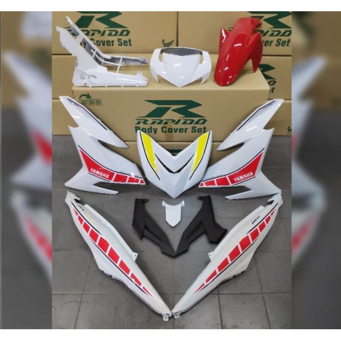 Y15ZR V1/V2 MX KING-150 60TH ANNIVERSARY(20) WHITE/RED RAPIDO COVERSET STICKER TANAM/AIRBRUSH ...