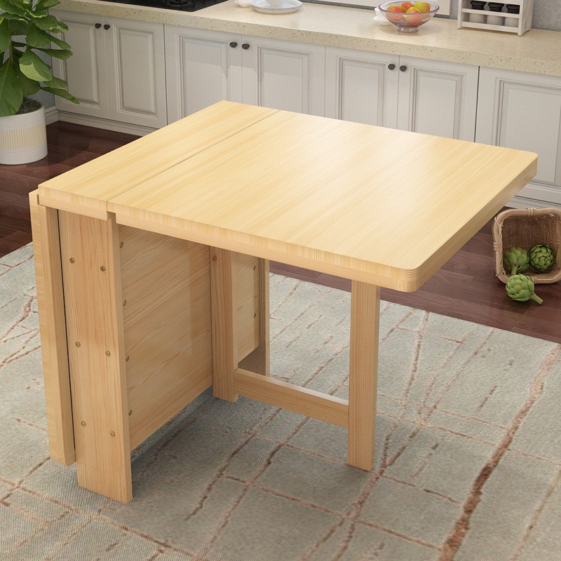 Pine Wood Folding Dining Table Small Apartment Minimalist Modern ...