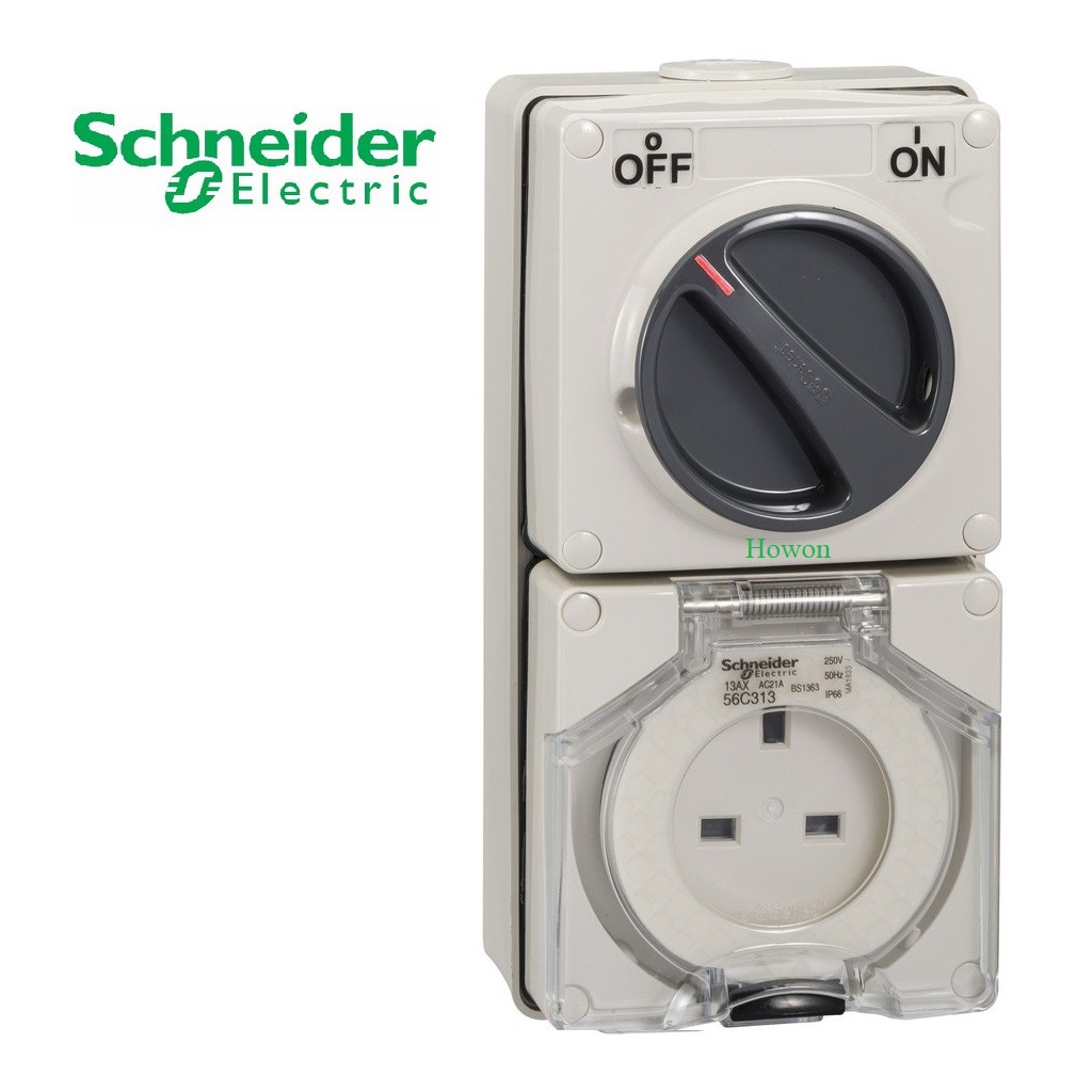 Schneider S56C313GY 13A Weatherproof Switched Socket Outlet IP66 (Sirim ...