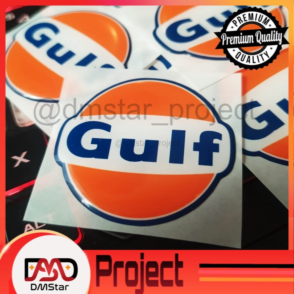 [DMSTAR] Logo GULF STICKER Embossed 3D Flexible RESIN STICKER OUTDOOR ...