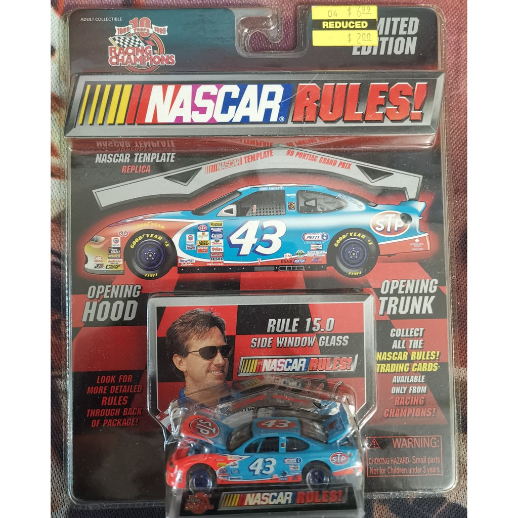 RACING CHAMPIONS LIMITED EDITION NASCAR RULES RULE 15 SIDE WINDOW GLASS ...