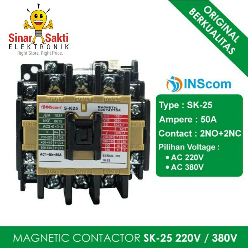 Magnetic Contactor SK-25 220 volt 220V AC Contactor SK 25 220VAC ...