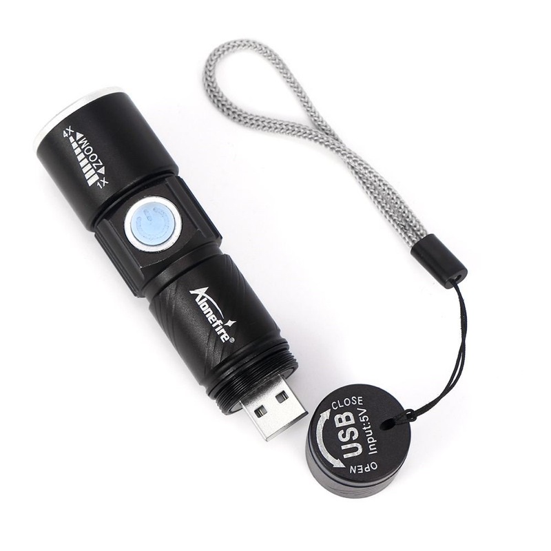 MINI Flashlight Torch light Zoom Torch Light light built-in USB Charge ...