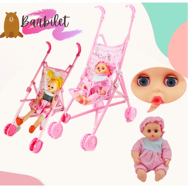 Children Baby Doll with Stroller Toy Set Role Pretend Play Mainan Anak ...