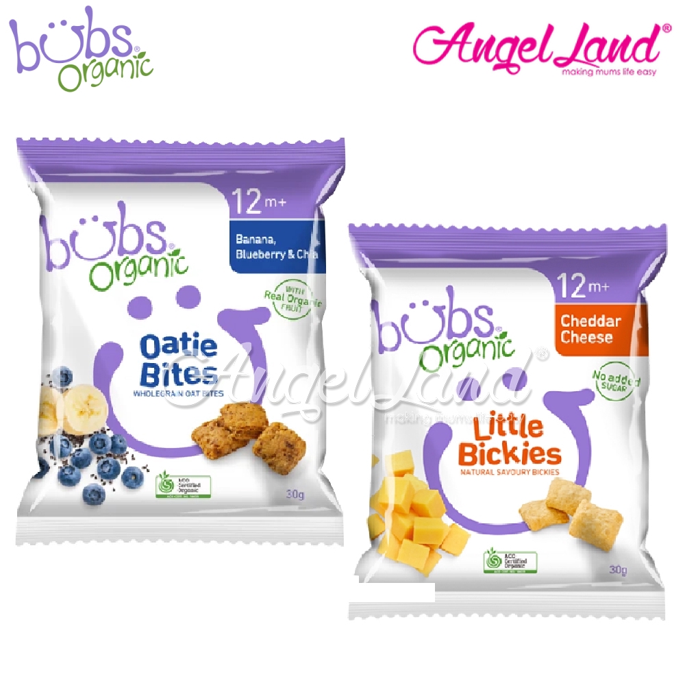 Bubs Organic Little Bickies 30g - Cheddar Cheese / Blueberry Banana ...
