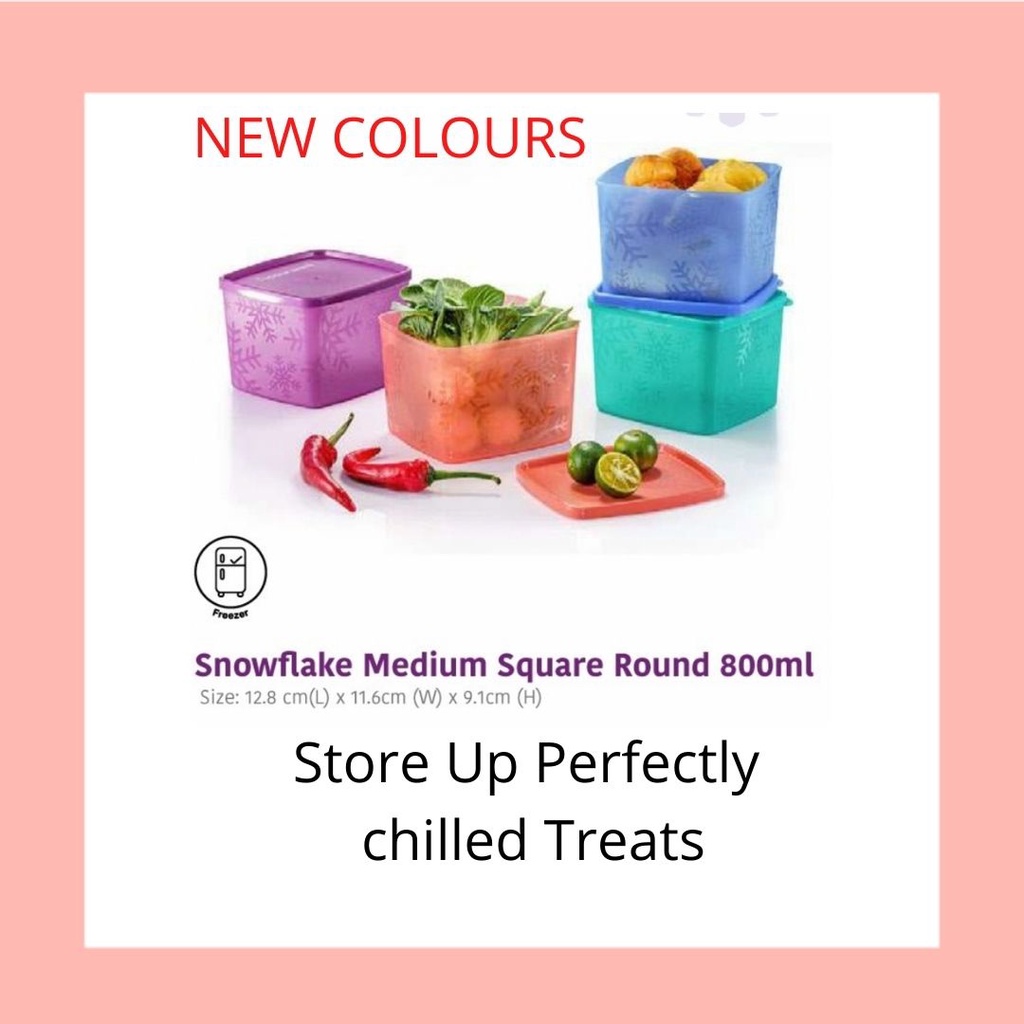 Tupperware Snowflake Medium Square Round (800ml x 4)/NEW COLOURS ...