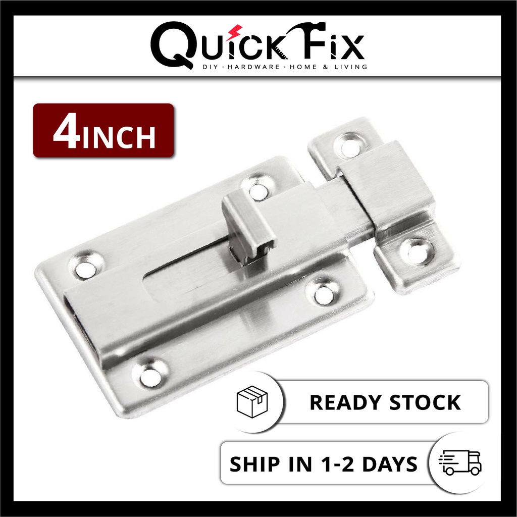 QuickFix Square Bolt Slug 4 Inch Chrome Security Safety Door Slide ...