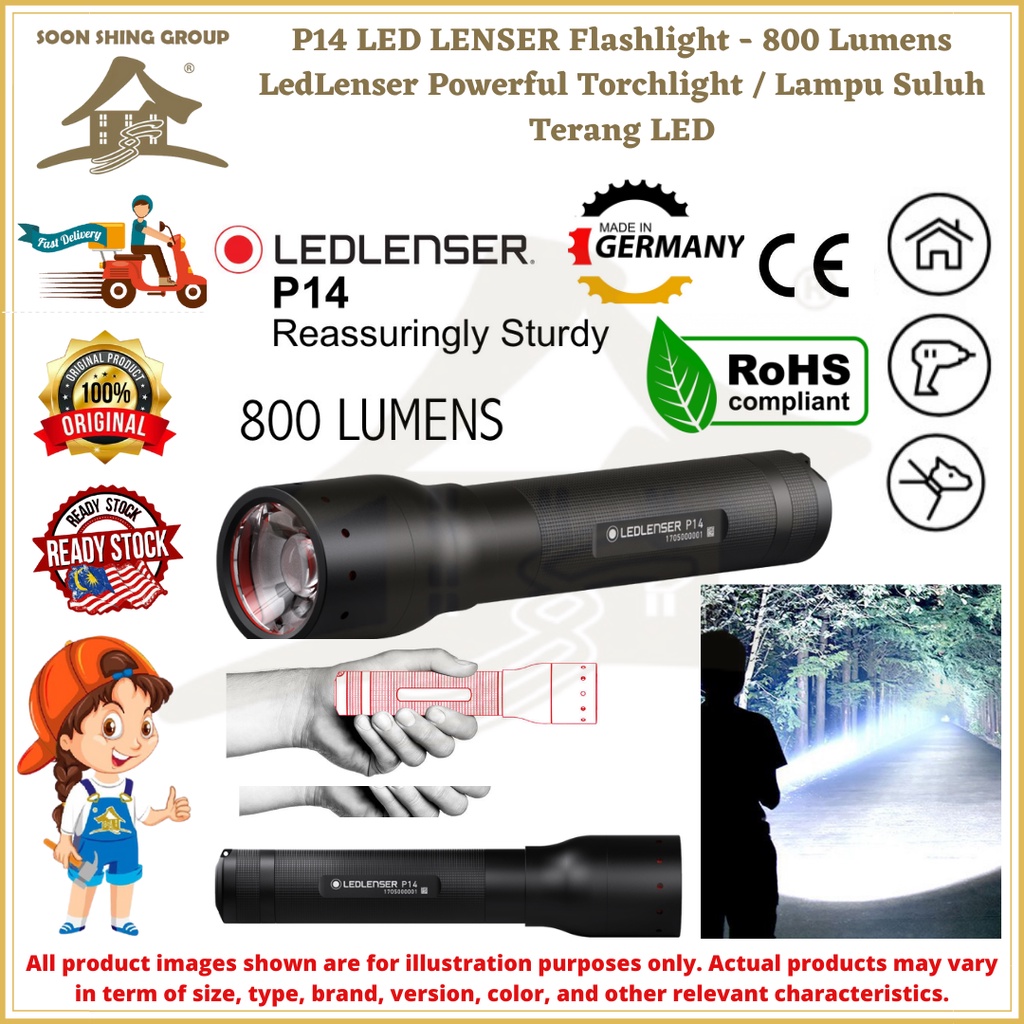 100% Original P14 LED LENSER Flashlight - 800 Lumens Led Lenser ...