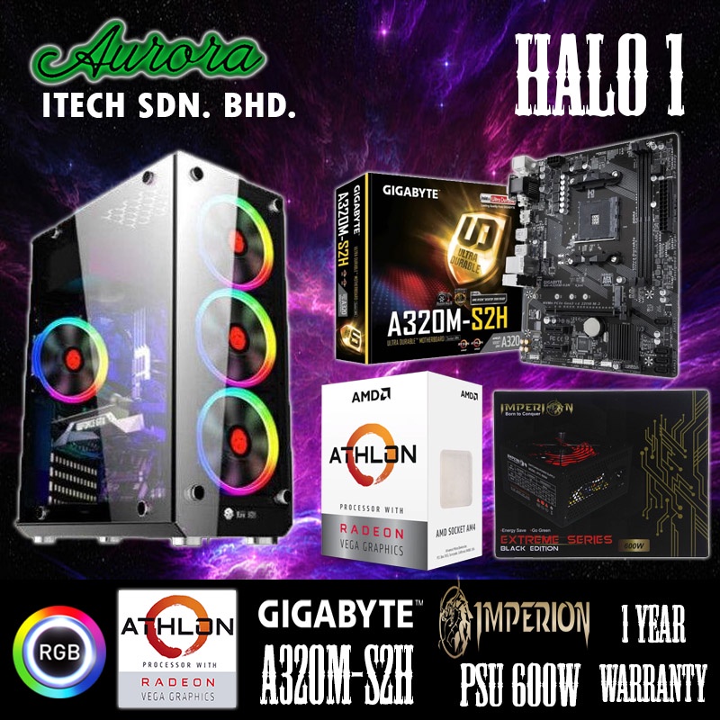 ( GAMING PC ) GAMING PC HALO 1 / AMD ATHLON 3000G / GIGABYTE A320M ...