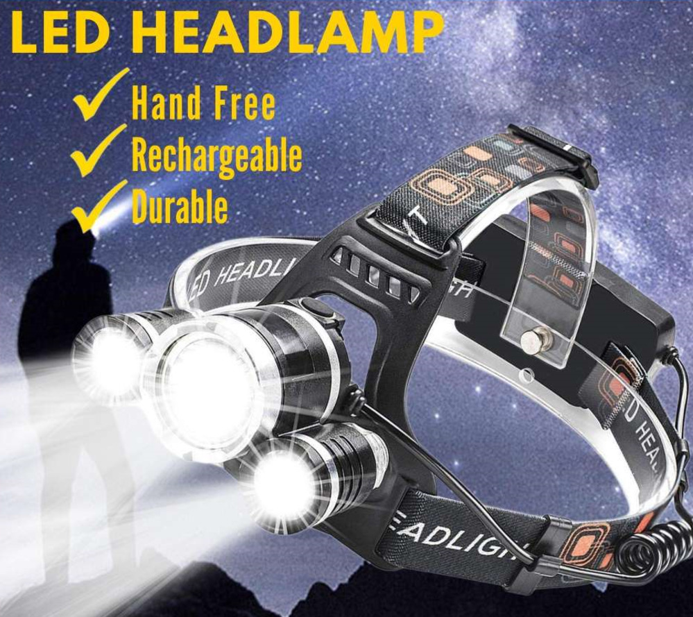 Head Lamp LED Work Headlight 18650 Rechargeable Brightest Waterproof ...