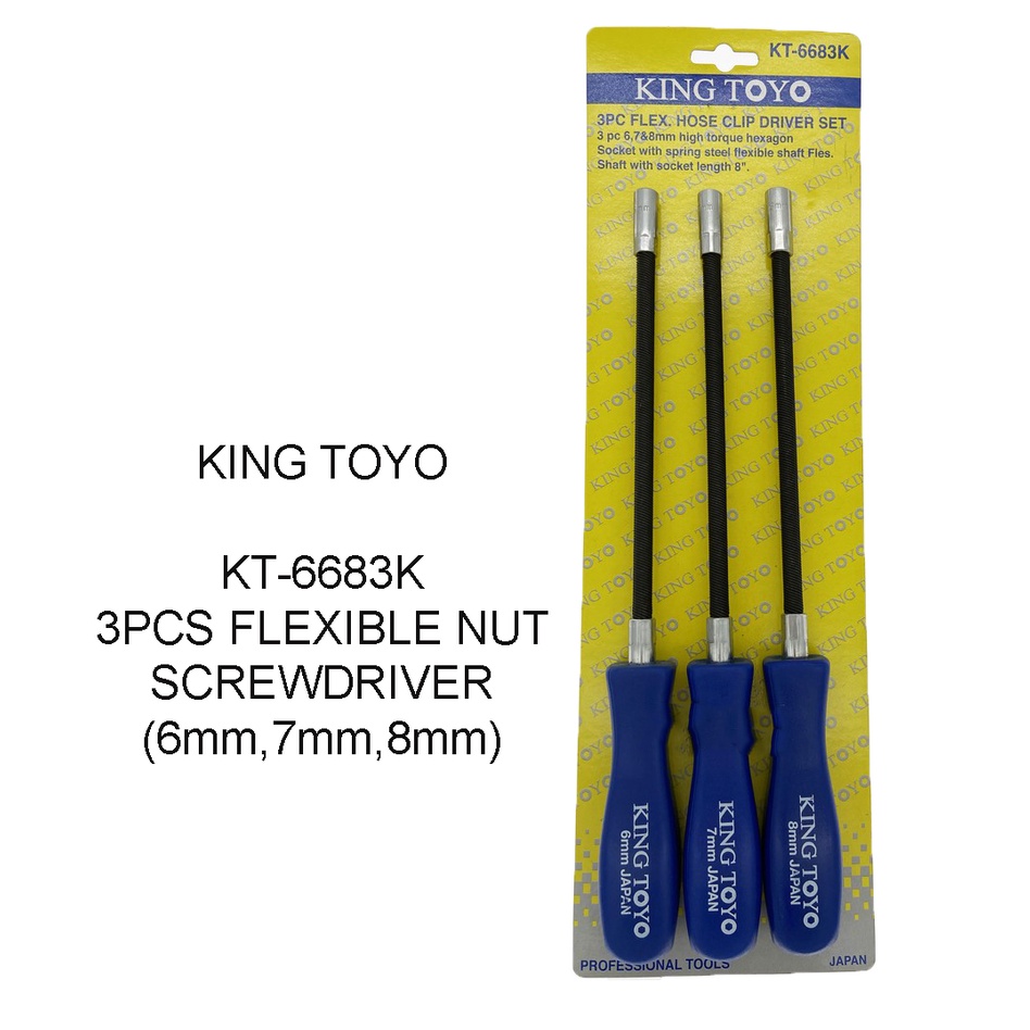 [ 1 UNIT ] KING TOYO KT-6683K 3PCS FLEXIBLE NUT 6 points SCREWDRIVER ...