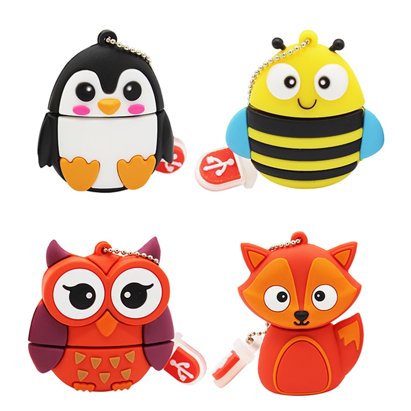 Cartoon 64GB cute Penguin owl bee fox animal USB Flash Drive 4GB 8GB ...