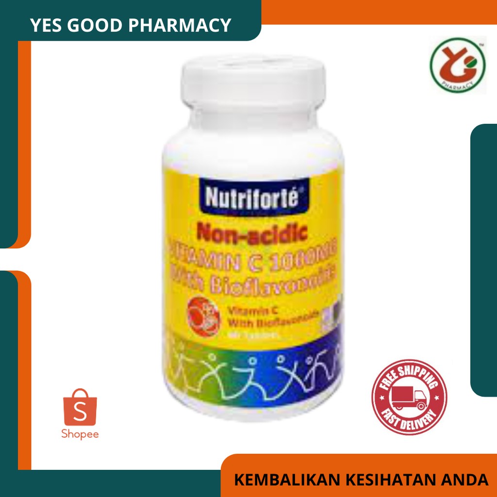 NUTRIFORTE Non-Acidic Vitamin C 1000 mg With Bioflavonoids 60's ...