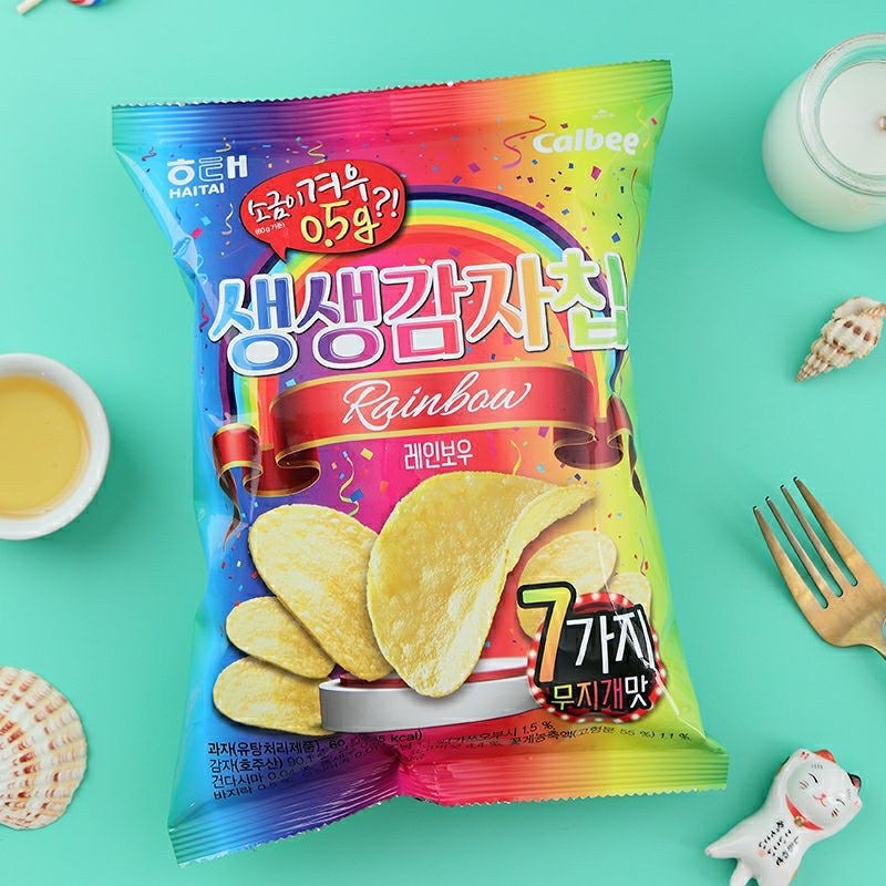 Korea Haitai Calbee Rainbow Potato Chips - 7 flavours in a bag 韩国海太彩虹薯片 ...