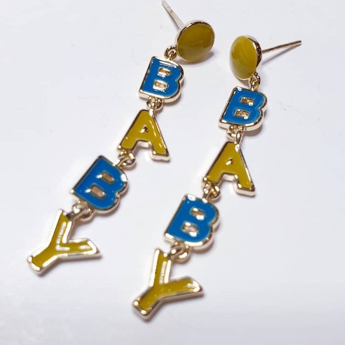 Veesee Elegant Colourful Alphabet Baby Series Drop Earrings S925-Silver ...