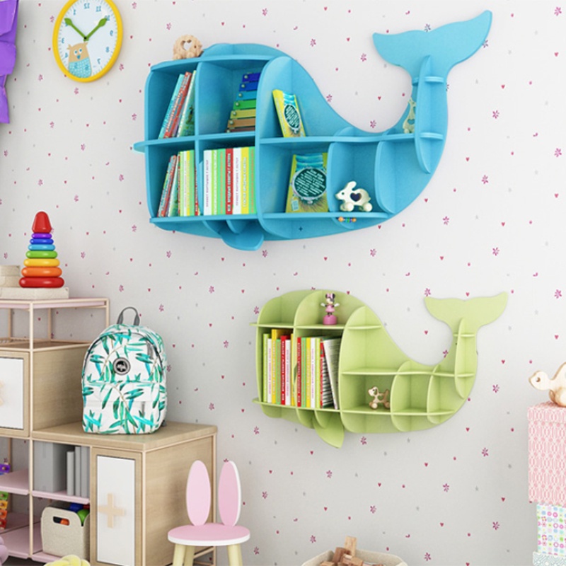 Nordic 3D Whale design wall hanging bookshelf children bedroom storage ...