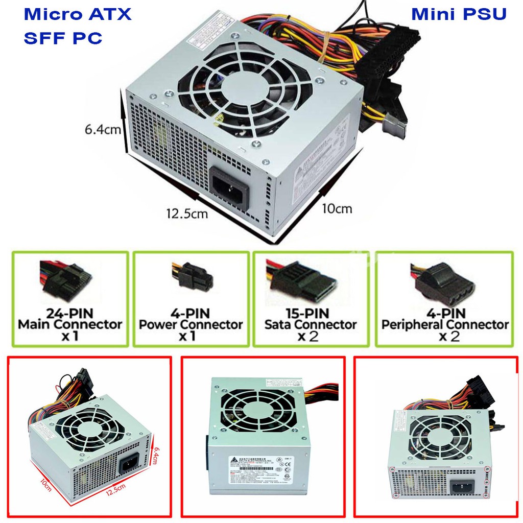 350w Mini Micro ATX SFF small Form Size Desktop PC Power Supply Unit ...