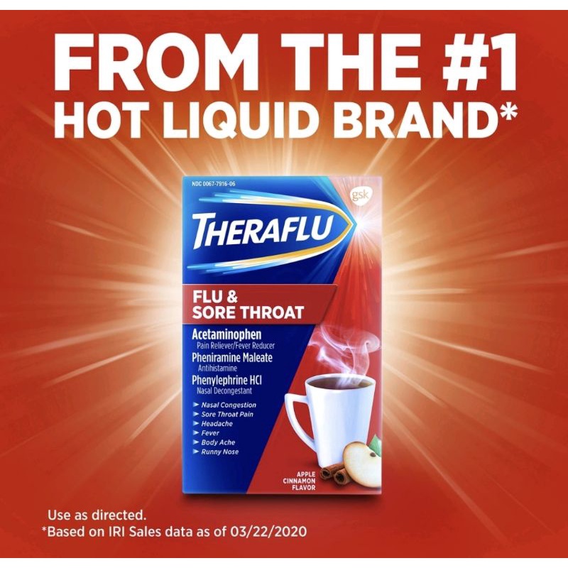 Theraflu Cold and Flu Tea, Sore Throat Theraflu Cold Flu USA, 6 packs ...