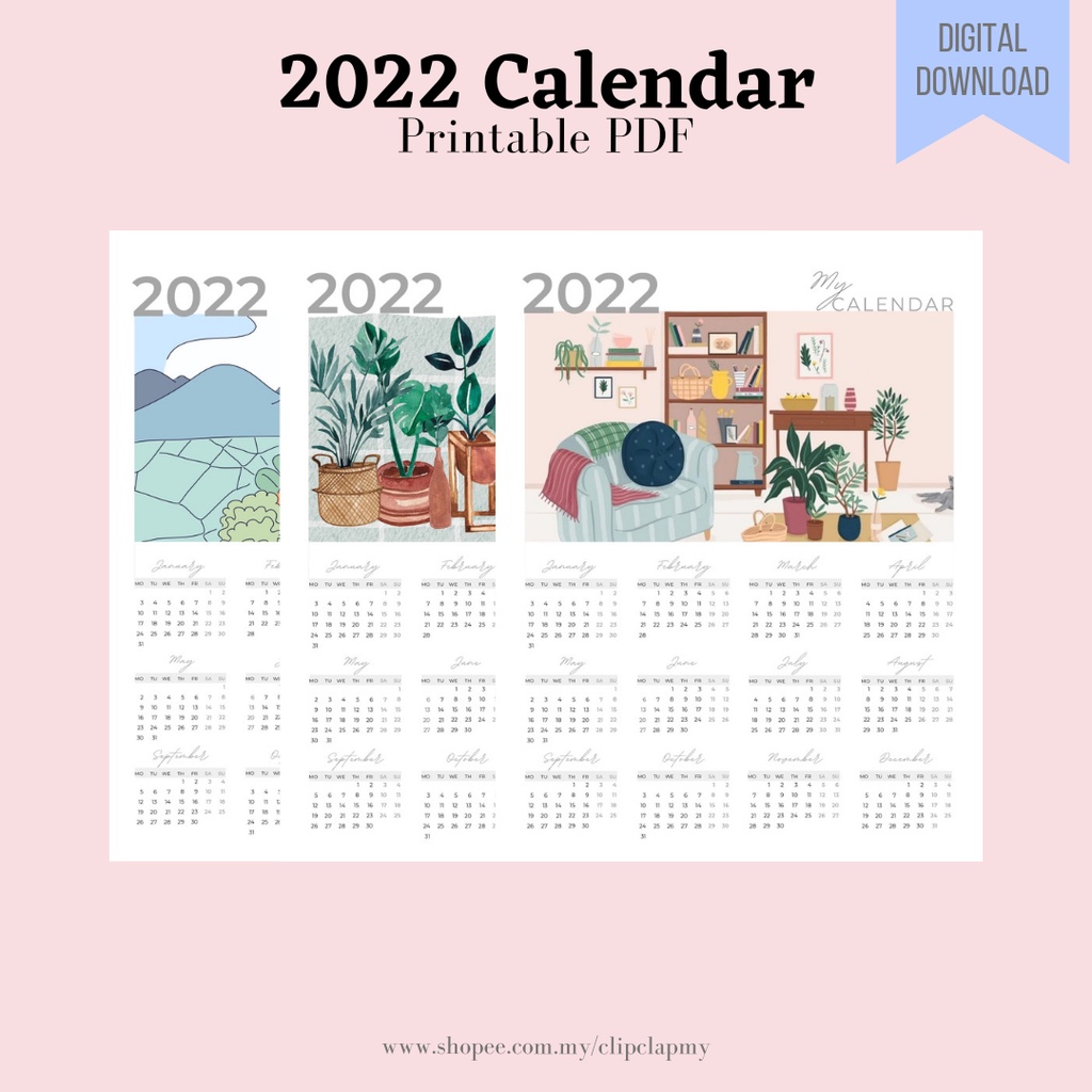 2022 Calendar | PDF Printable | Digital Download | Shopee Malaysia