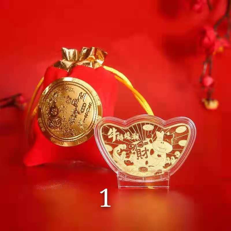 GOLD COIN COW DESIGN COLLECTION 2 MODEL GIFT ( NOT REAL GOLD ) | Shopee ...