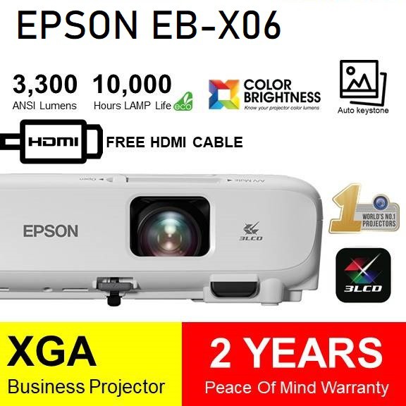 Epson EB-X06 EB-E10 EB-X41 EB-X51 XGA 3LCD Projector [XGA, 3600 lumens ...