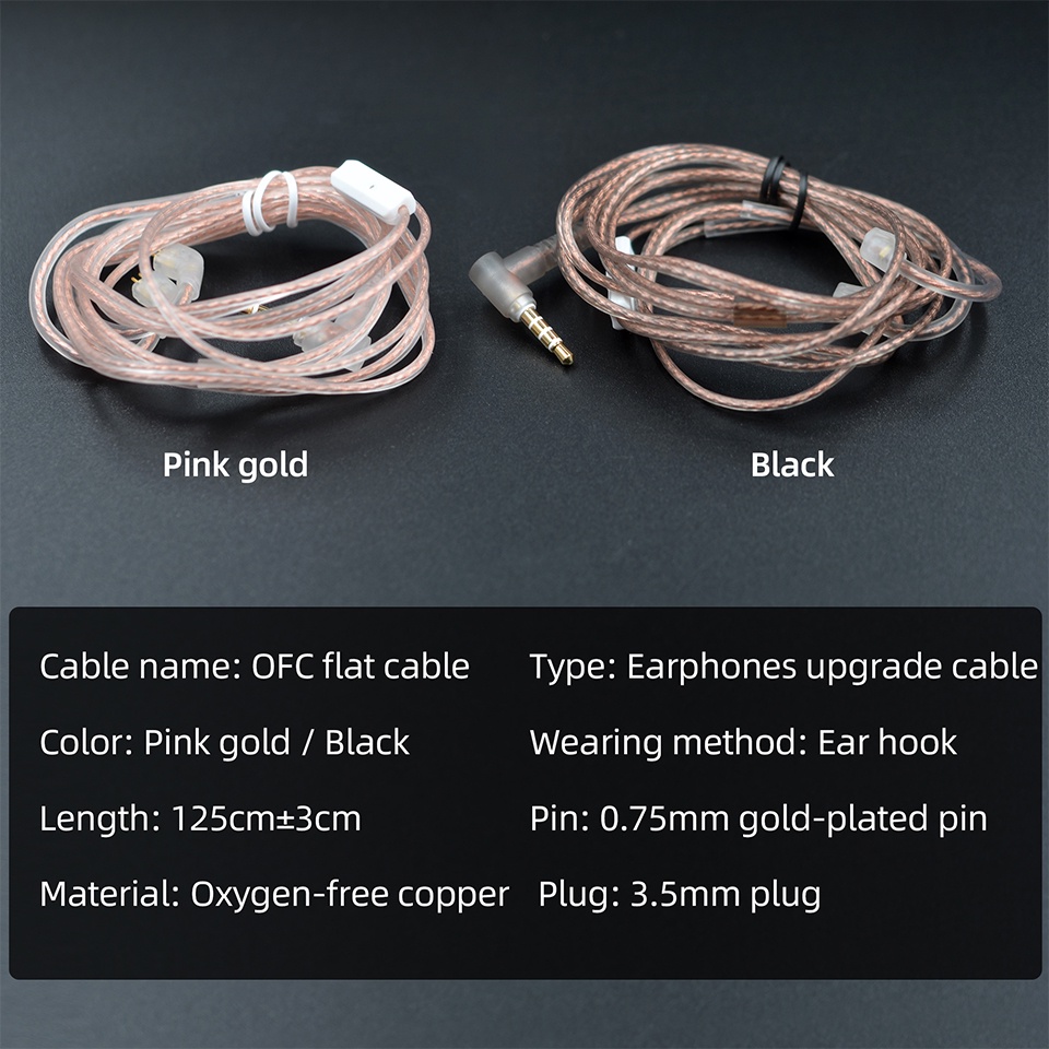 KZ High Purity Oxygen-free Copper Flat Upgrade Cable Headset Original ...