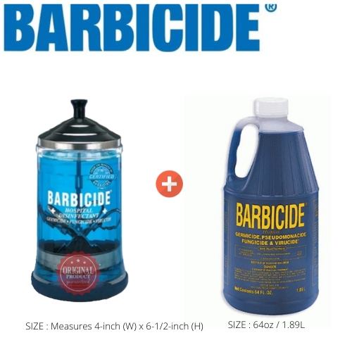 Barbicide Disinfectant Concentration & Barbicide Mid Size Tools Jar ...